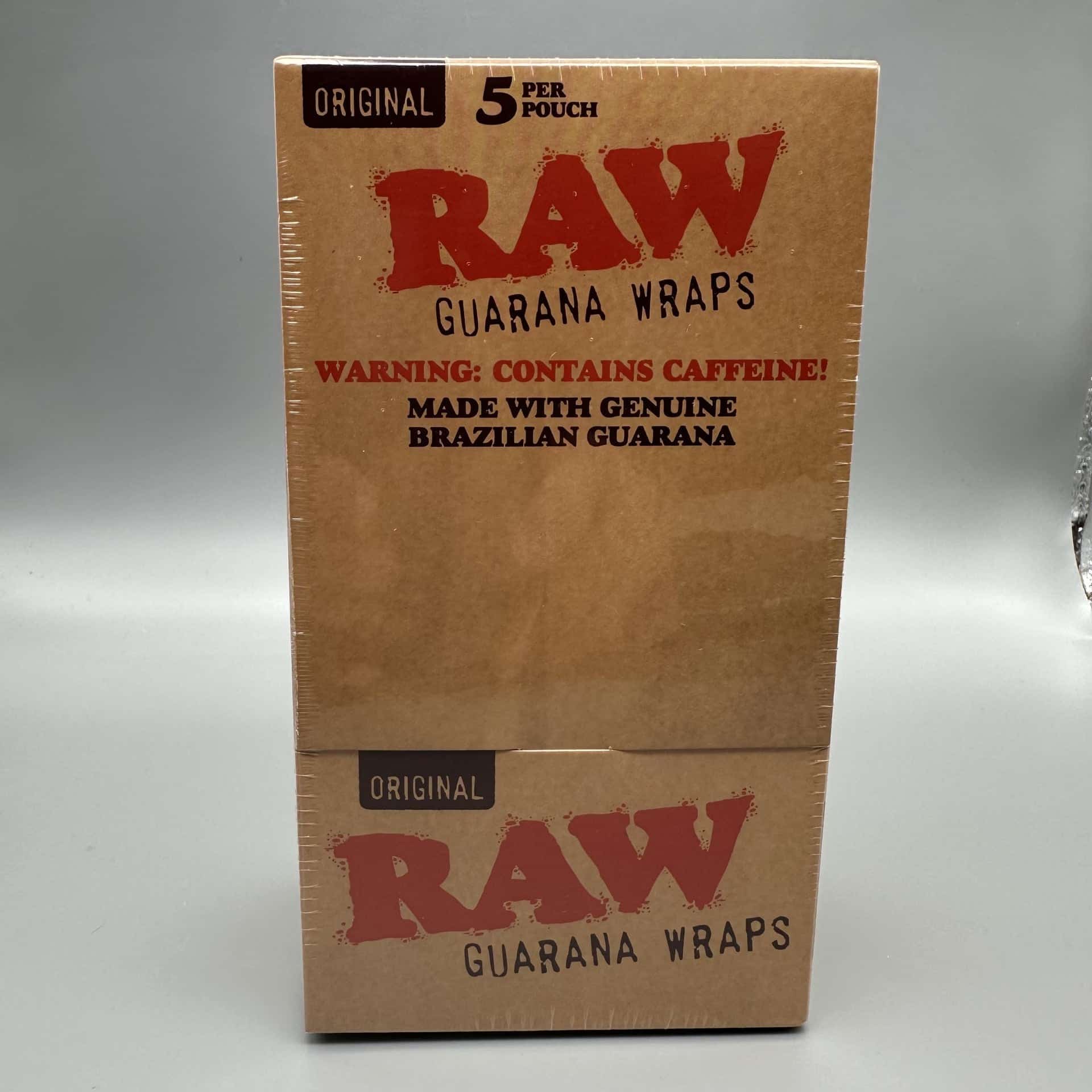 RAW GUARANA CAFFEINE WRAPS 25 CT BOX (5 PER POUCH 5 POUCHES PER BOX ...