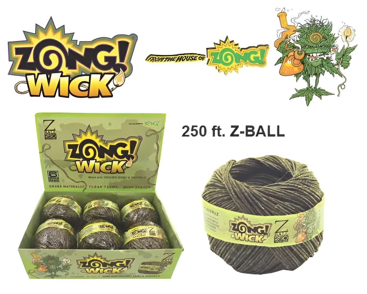 Zong Wick Z Ball 250' Hemp Wick Spool 6ct Display | BG Sales