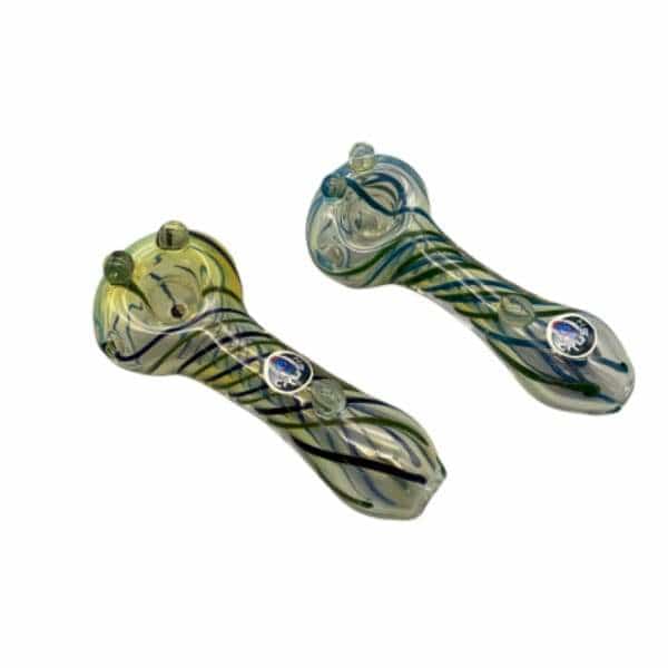 Crush - Textured Color Stripe Glass Hand Pipe | BG Sales