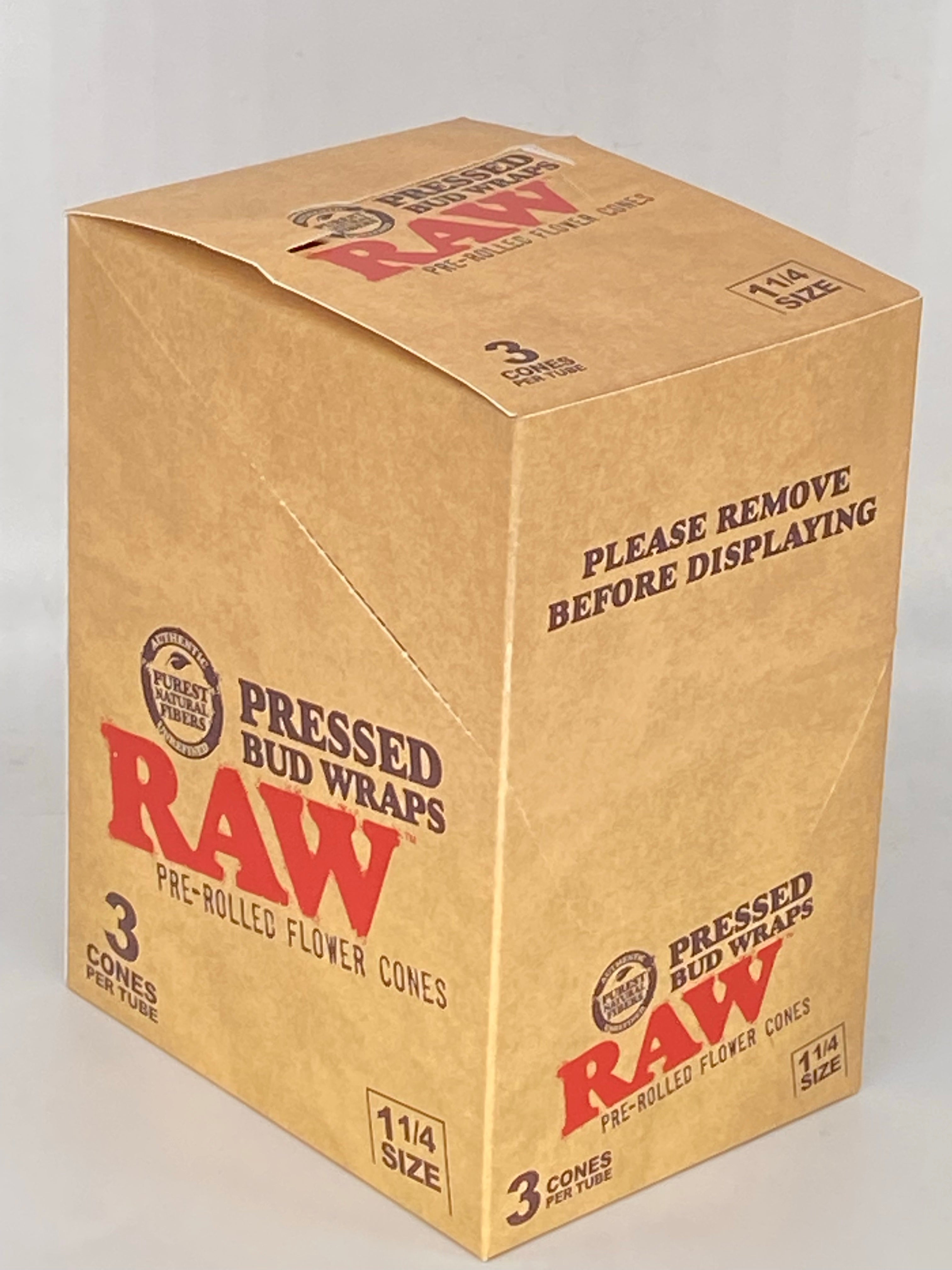 Raw Pressed Bud Wrap Cones 1 1/4 3pk 12 Ct Display